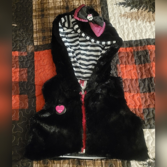 monster high | Jackets & Coats | Monster High Black Furry Vest With ...